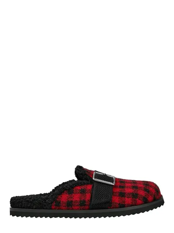 Vivaia Round-toe Wool Slippers - Ruby Red Plaid