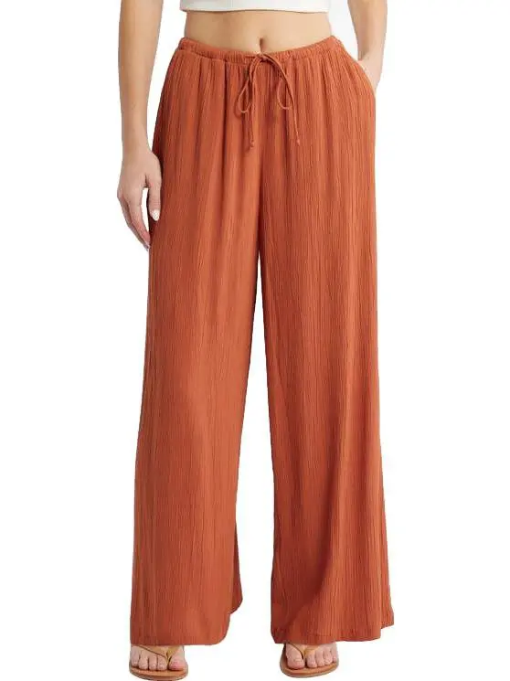 BILLABONG Crinkle Wide Leg Pants - Sedona