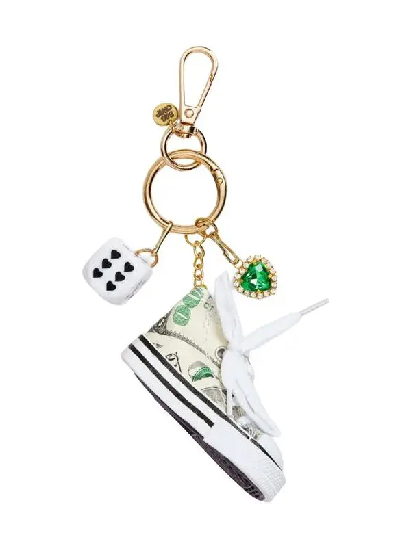 BAG CRAP Money Bags Bag Charm - Ivory/green Multi