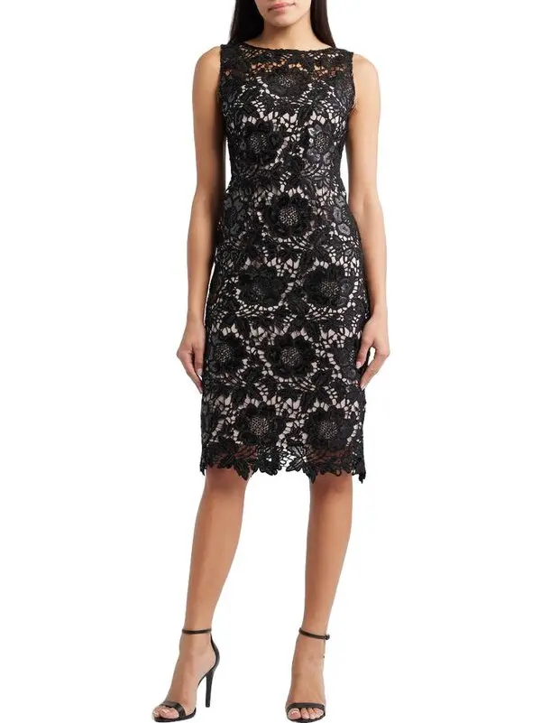 Anne Klein Floral Lace Sleeveless Sheath Dress - Anne Black