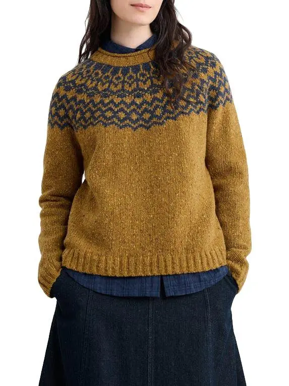 SEASALT CORNWALL Port Kinnis Fair Isle Merino Wool-blend Crewneck Sweater - Knit Wag Tail Marshland