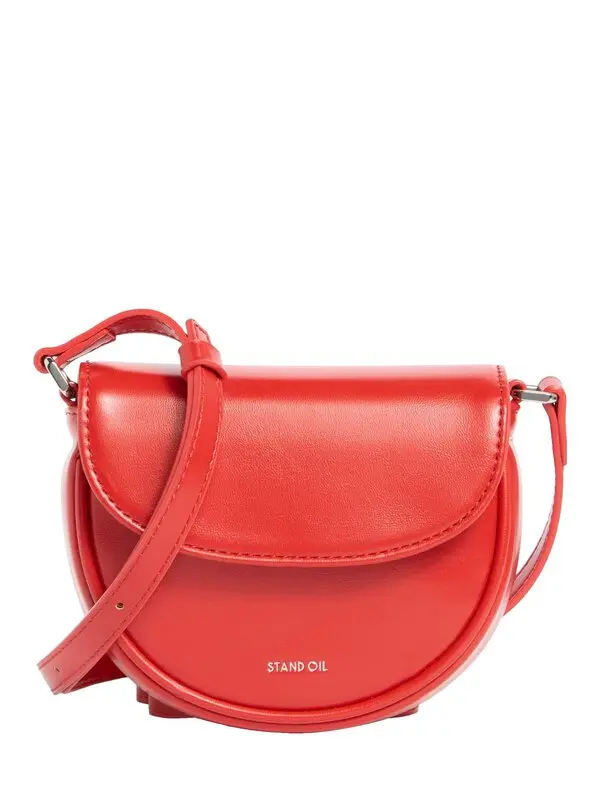 STAND OIL Faux Leather Crescent Crossbody Bag - Red