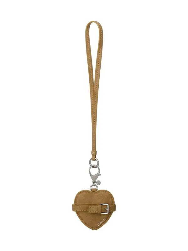 STAND OIL Belted Heart Mirror Bag Charm - Camel
