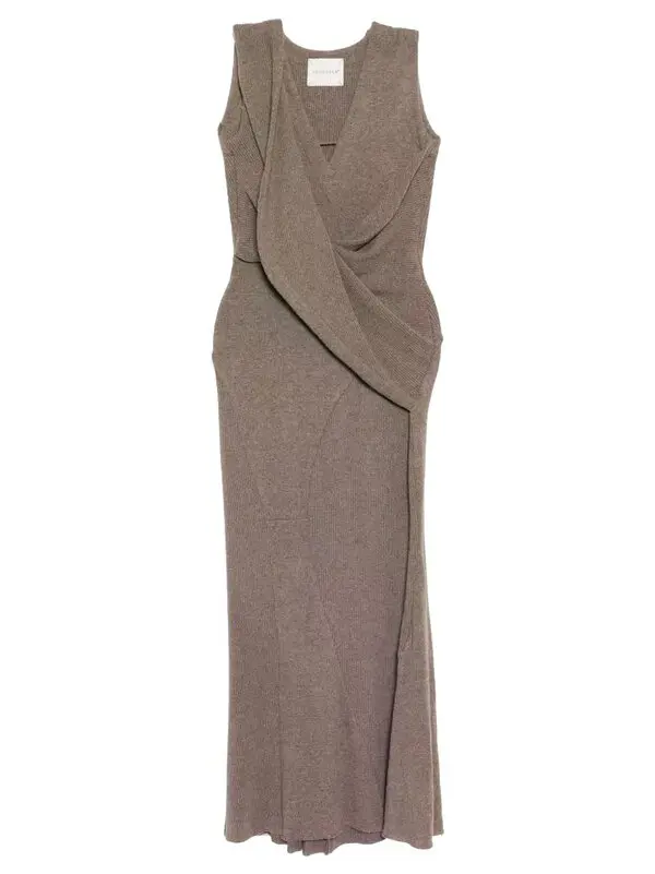 YEHUAFAN Cashmere Draped Dress - Neutrals