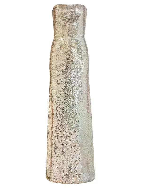 Jenny Packham Sequin-embellished Strapless Maxi Dress - Neutrals