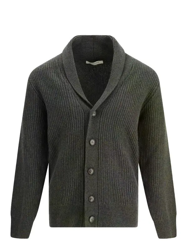 BROOKSFIELD Shawl-collar Ribbed Cardigan - Green