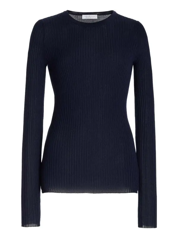 Gabriela Hearst Browning Knit Sweater In Cashmere Silk - Dark Navy