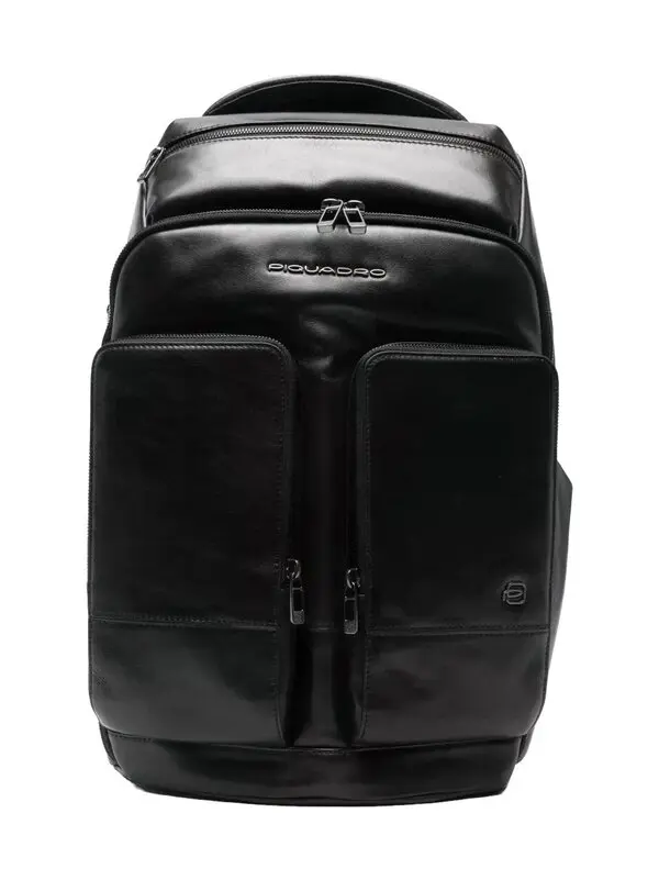 PIQUADRO Leather Backpack - Black