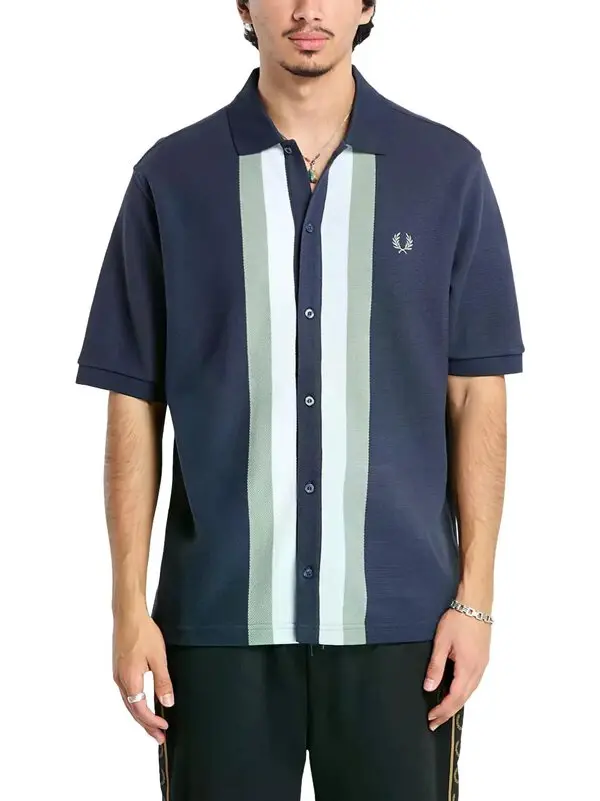 Fred Perry Panelled Button Shirt - Blue