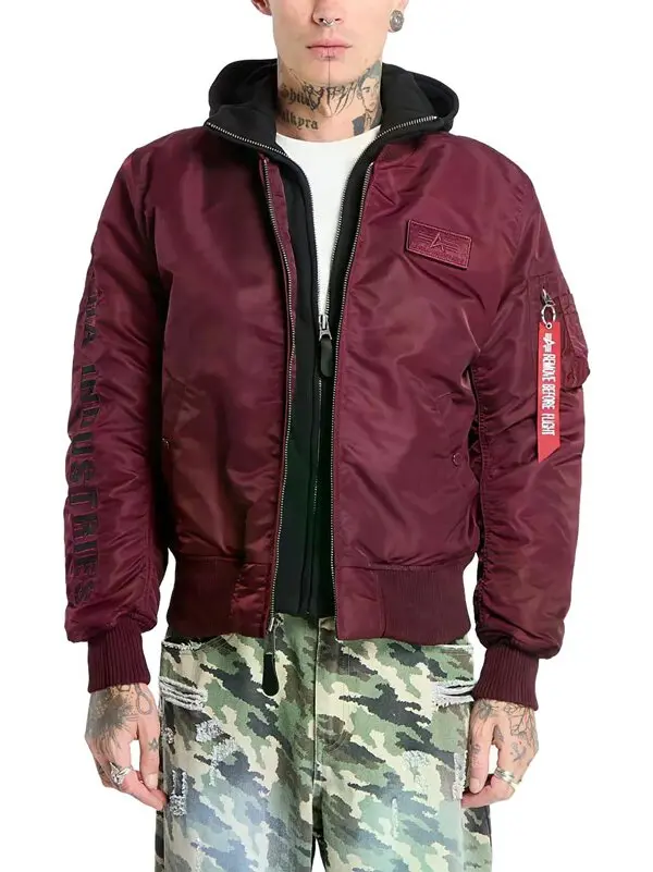 Alpha Industries Ma-1 D-tec Sleeve-embroidery Jacket - Red