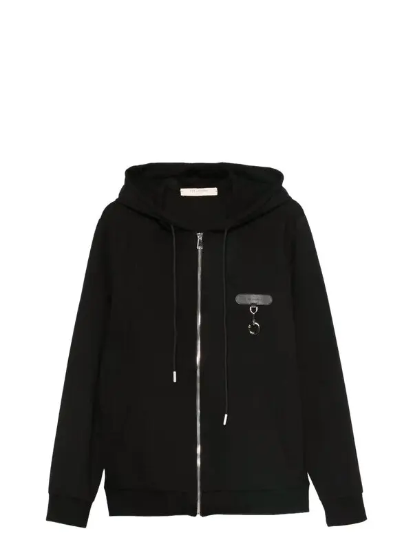 YES LONDON Logo Patch Zip-up Hoodie - Black