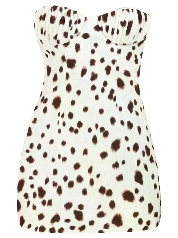 ROWEN ROSE Dalmatian-pattern Strapless Dress - White