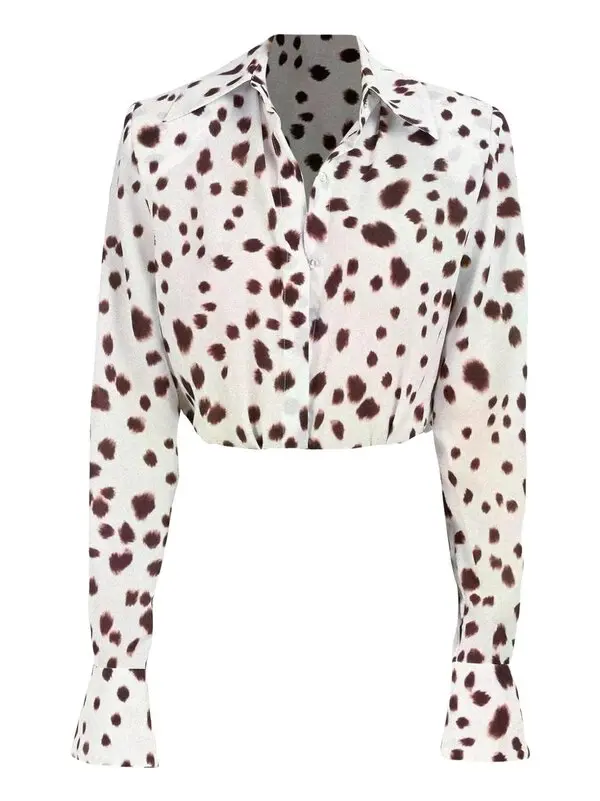 ROWEN ROSE Dalmatian-pattern Long-sleeve Shirt - White