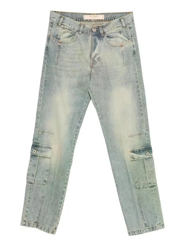 YES LONDON Whiskering-effect Cargo Jeans - Blue