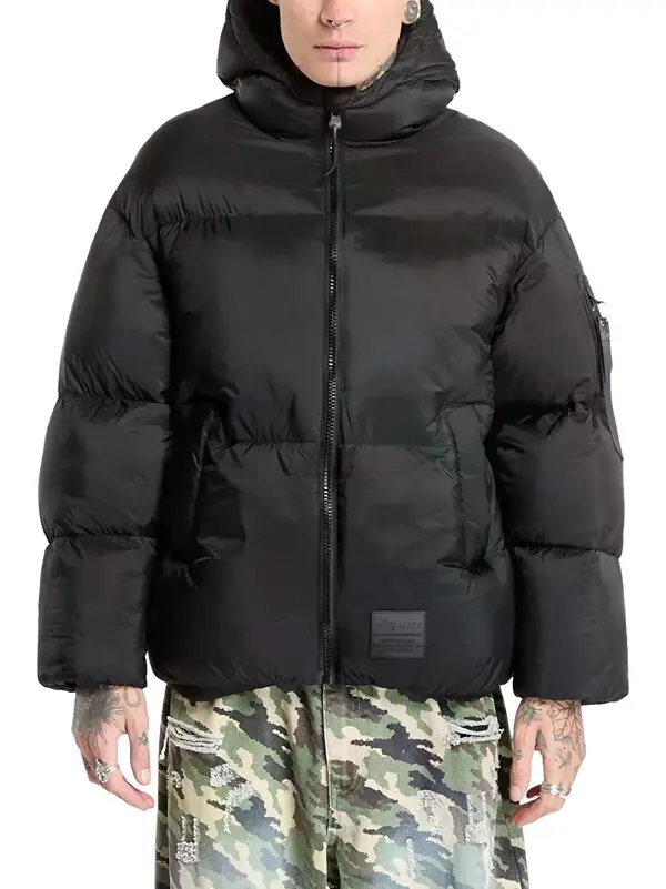 Alpha Industries Padded Jacket With Logo Patch - Black