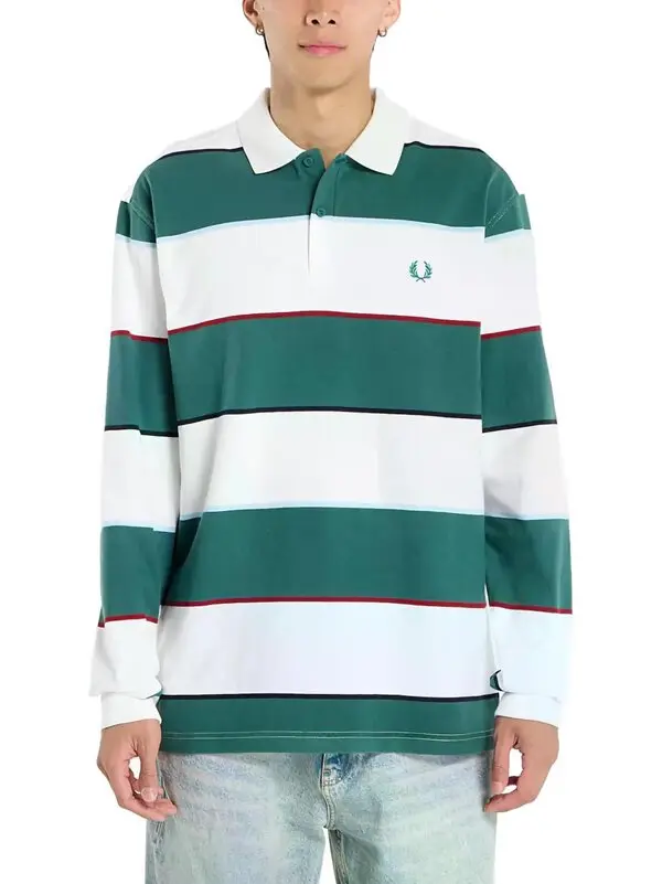 Fred Perry Striped Long-sleeve Polo Shirt - Green