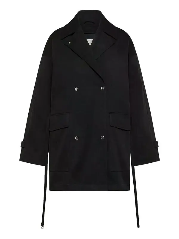 OOF WEAR Double-breasted Belted Coat - Black