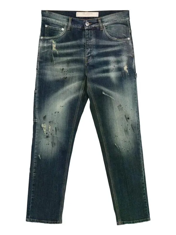 YES LONDON Whiskering-effect Jeans - Blue