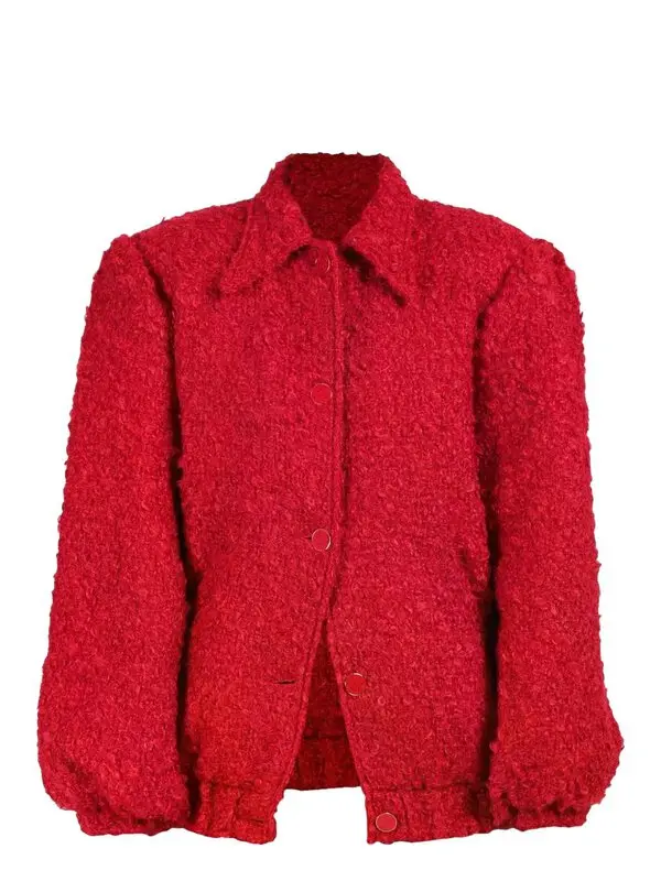 ROWEN ROSE Button-fastening Tweed Jacket - Red
