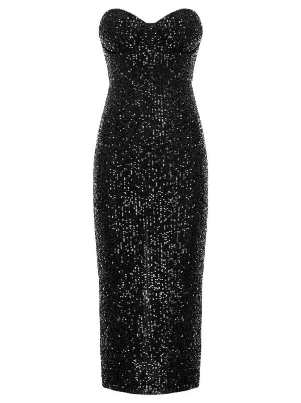 CUANNA Karlie Sequin-embellished Midi Dress - Black