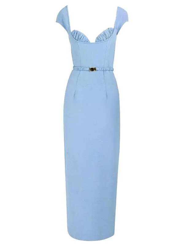 ROWEN ROSE Bra-detail Belted Long Dress - Blue