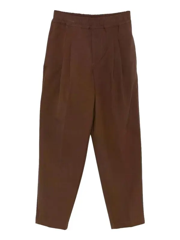 YES LONDON Elasticated-waist Pleated Trousers - Brown