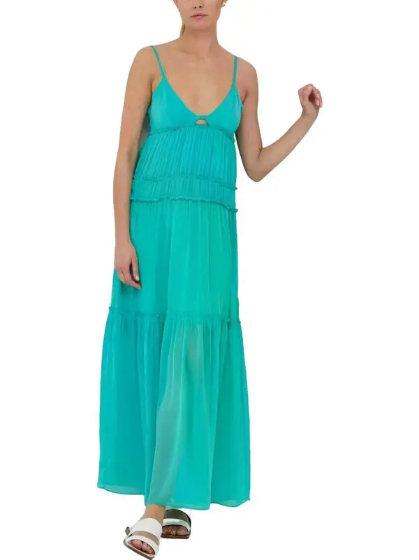 Patrizia Pepe Cutout Ruffled Maxi Dress - Blue