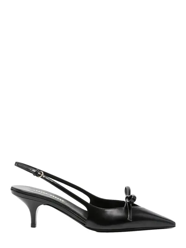 Miu Miu 65mm Bow-embellished Leather Pumps - Black