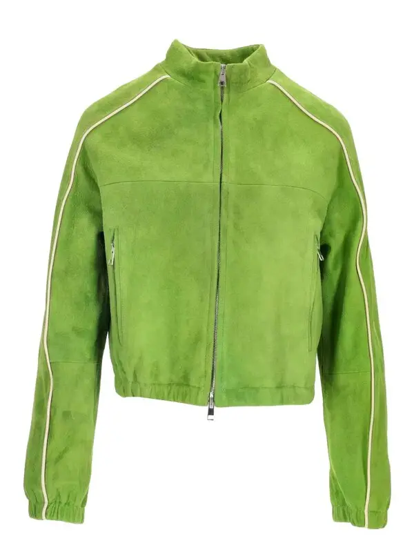 LA ROSE Suede Zip-up Jacket - Green