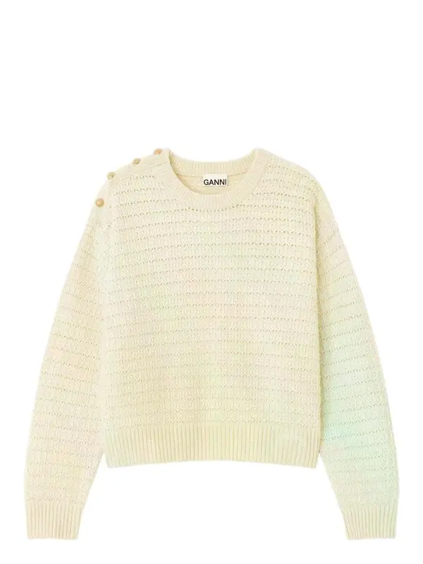 GANNI Button-detailed Sweater - Neutrals