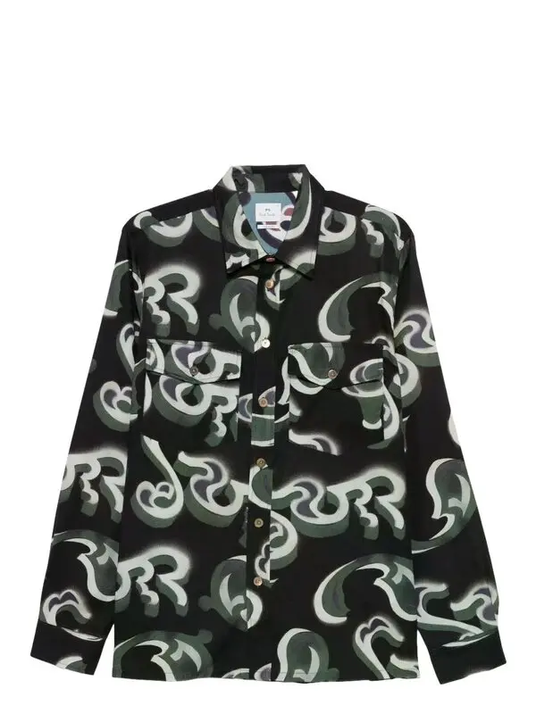 Paul Smith Abstract-print Long-sleeved Shirt - Black