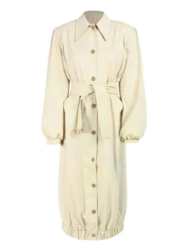 ROWEN ROSE Belted Buttoned-up Coat - Neutrals