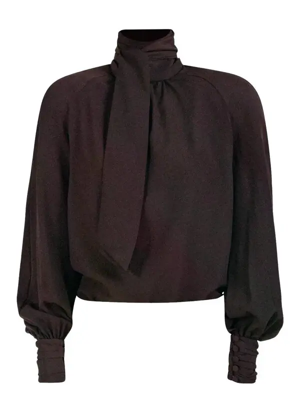 ROWEN ROSE Bow-neck Blouse - Brown