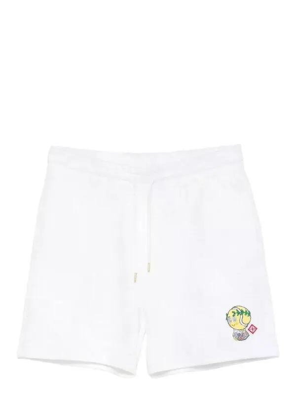 Casablanca Graphic Print Drawstring Shorts - White