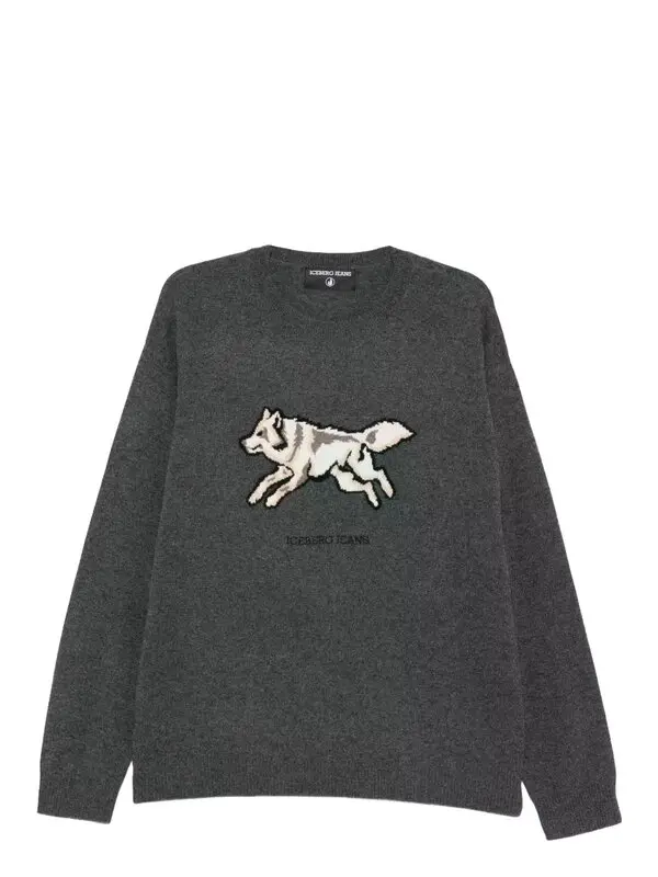 Iceberg Wolf-detail Sweater - Grey