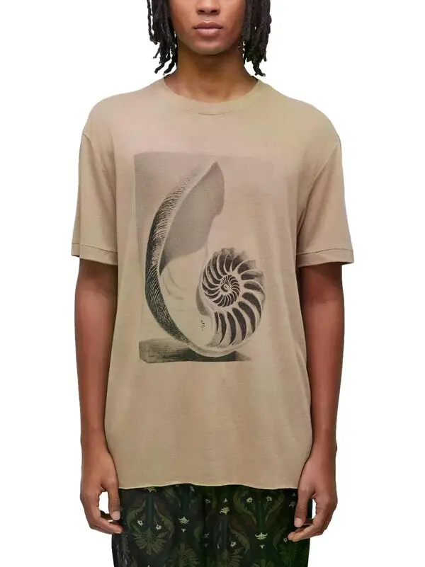 OSKLEN Nautilus Shell-print T-shirt - Brown