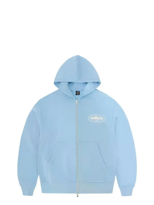 CORTEIZ Puff-print Zip Hoodie - Blue