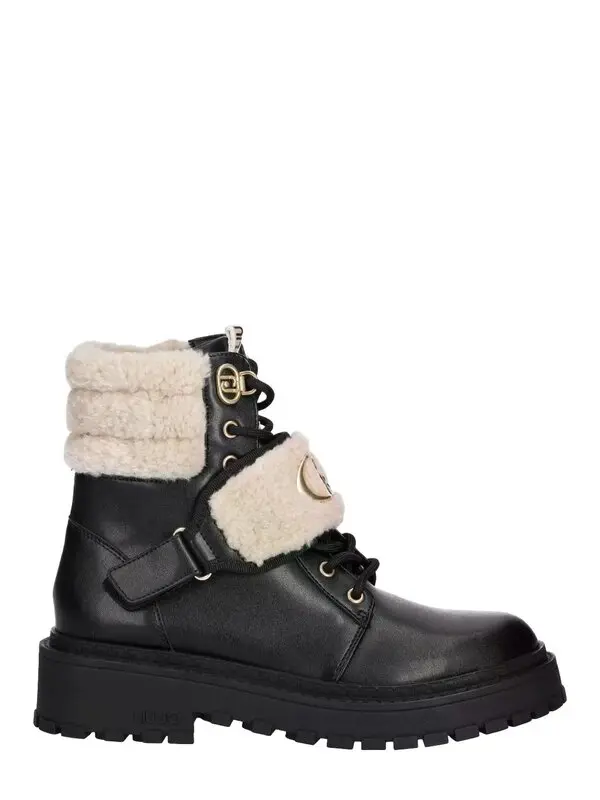 Liu Jo Faux Fur-trim Combat Boots - Black