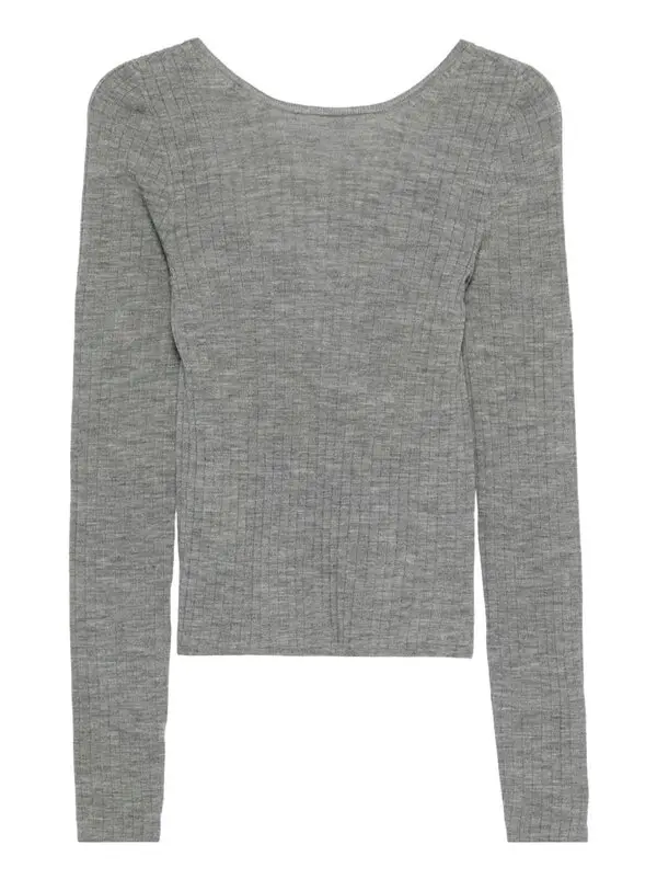 TELA Scoop-back Long Sleeve Top - Grey