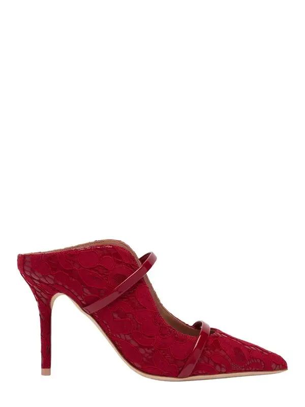 MALONE SOULIERS Lace Maureen Mules 85 - Red