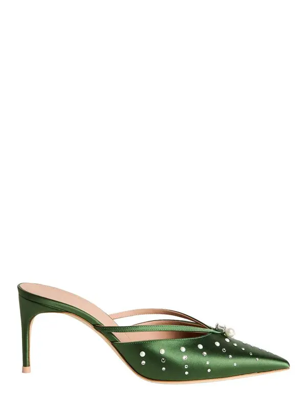 MALONE SOULIERS Satin Marisa Mules - Green