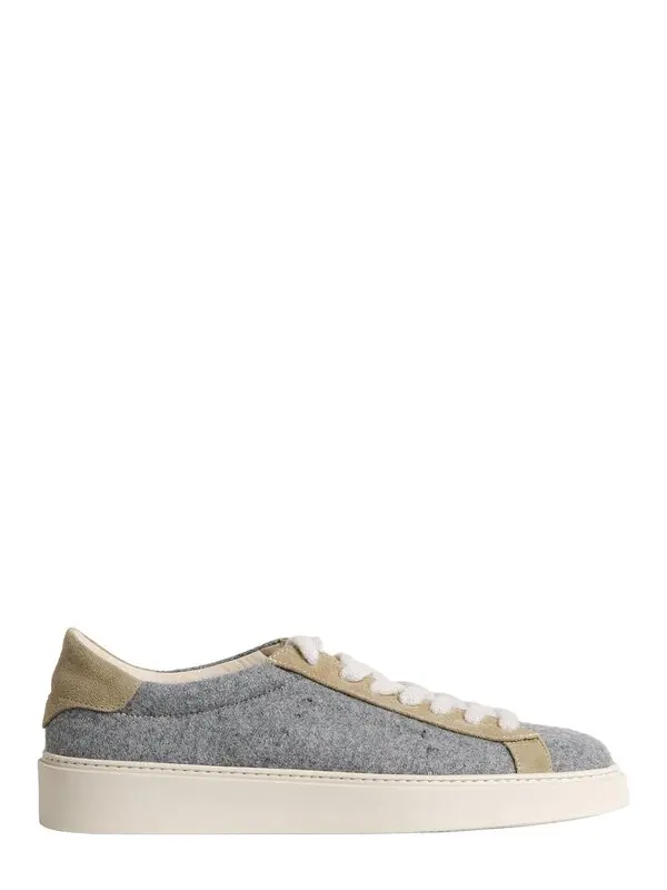 Eleventy Wool Suede-trim Sneakers - Grey