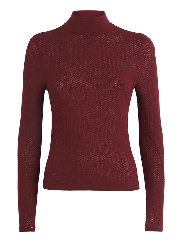 Alice + Olivia Pointelle Lanie Top - Burgundy