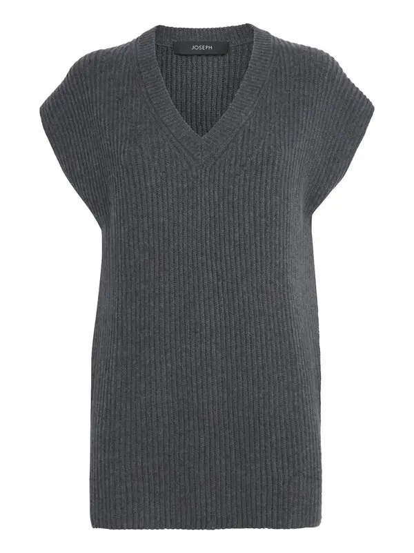 JOSEPH Merino Cashmere Silk Sweater Vest - Grey