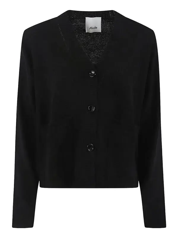 ALLUDE Button Pocket Cardigan - Black