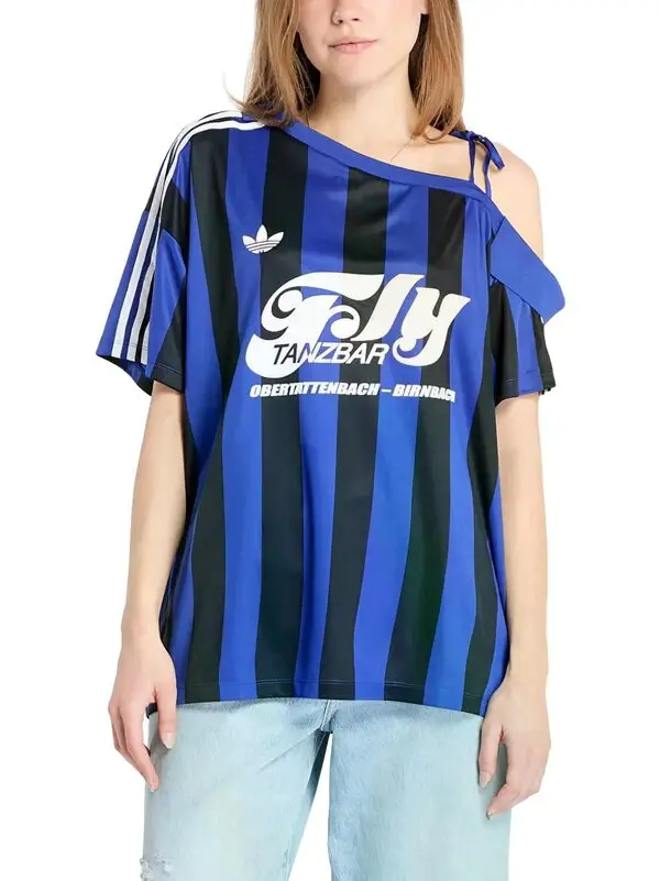 Adidas Striped Off-shoulder Jersey - Blue