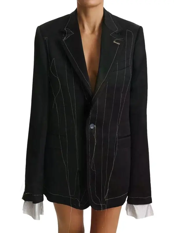 CUANNA Avva Contrast-stitching Blazer - Black