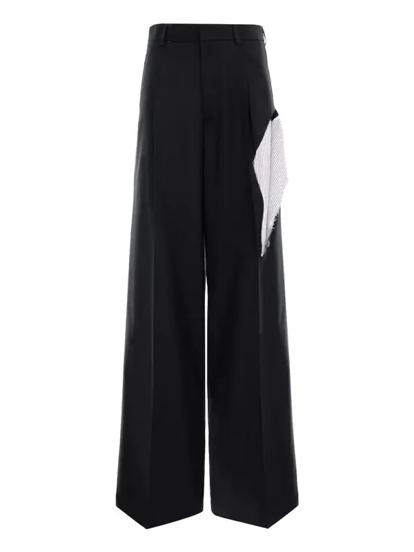 CUANNA Wide Leg Stripe-detail Trousers - Black