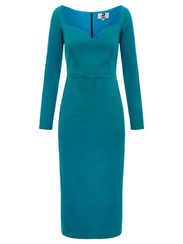 CUANNA Sophie Long-sleeved Midi Dress - Blue