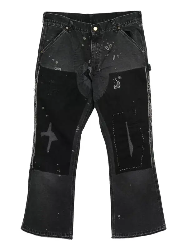 SAINT MXXXXXX Patchwork Bootcut Jeans - Black
